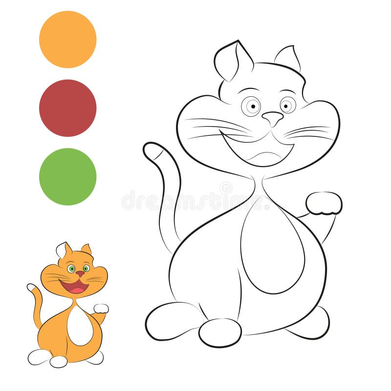 Smiling cat for coloring stock vector. Illustration of ginger - 79682426