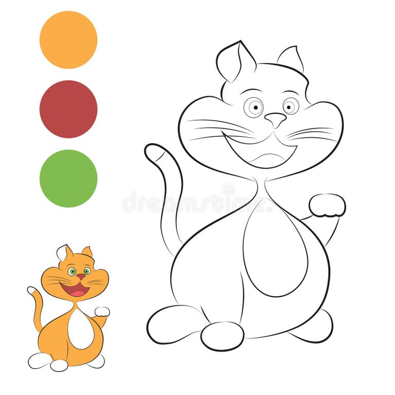 Smiling cat for coloring stock vector. Illustration of ginger - 79682426