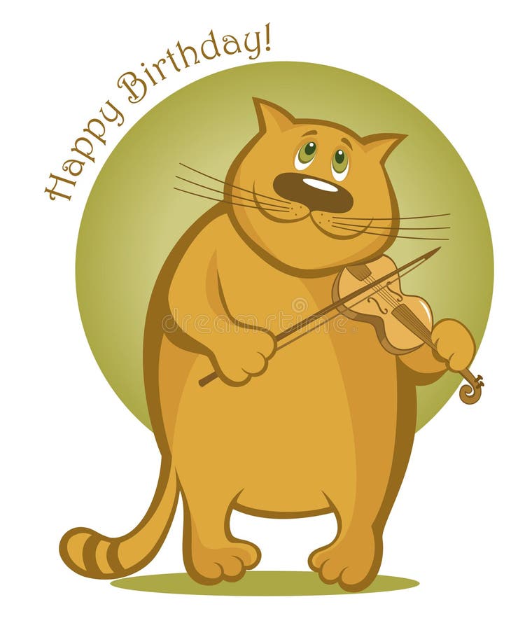 Smiling Cat Playing the Violin Stock Vector - Illustration of animal ...