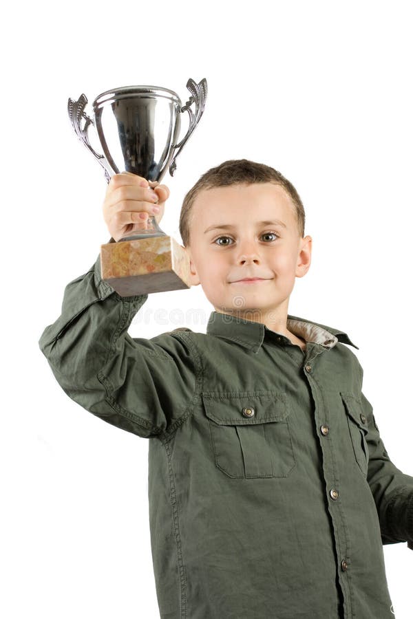 Smiling Champion with His Trophy Stock Image - Image of contest, proud ...