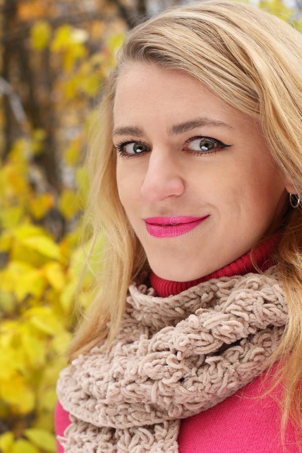 Smiling Charming Lady. Outdoors Portrait Stock Photo - Image of happy ...