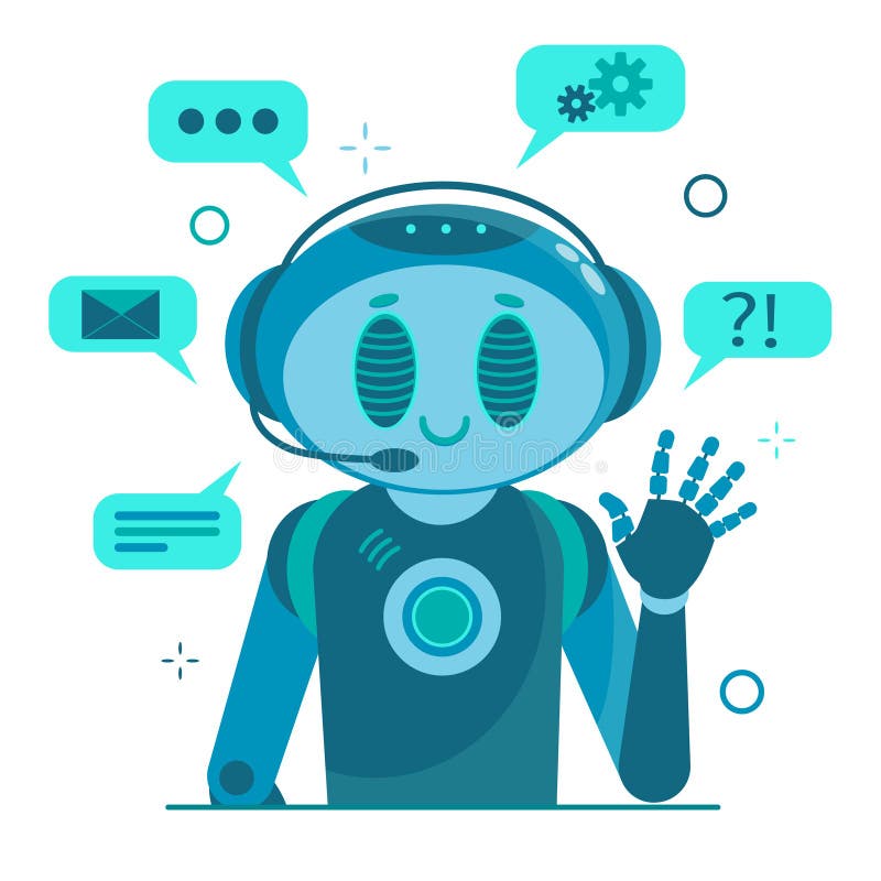 Smiling Chat Bot Character Robot Helping Solve a Problems. for Website ...