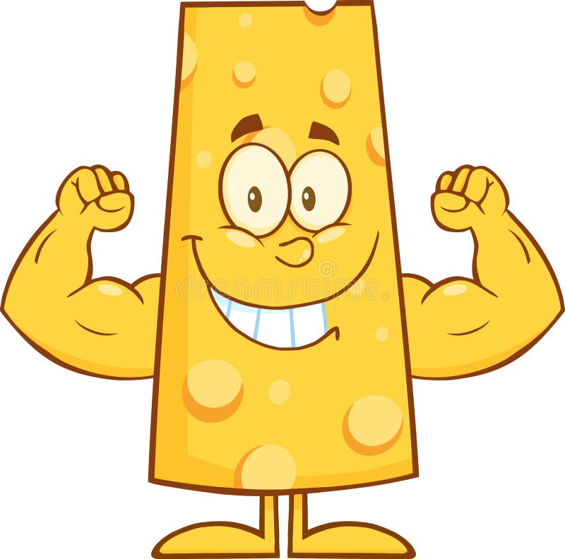 Smiling Cheese Cartoon Character Flexing Stock Illustration ...