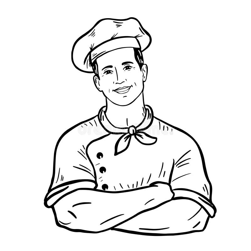 Smiling Chef in Arms Crossed Pose. Happy Chef Cook in Hat Isolated on ...