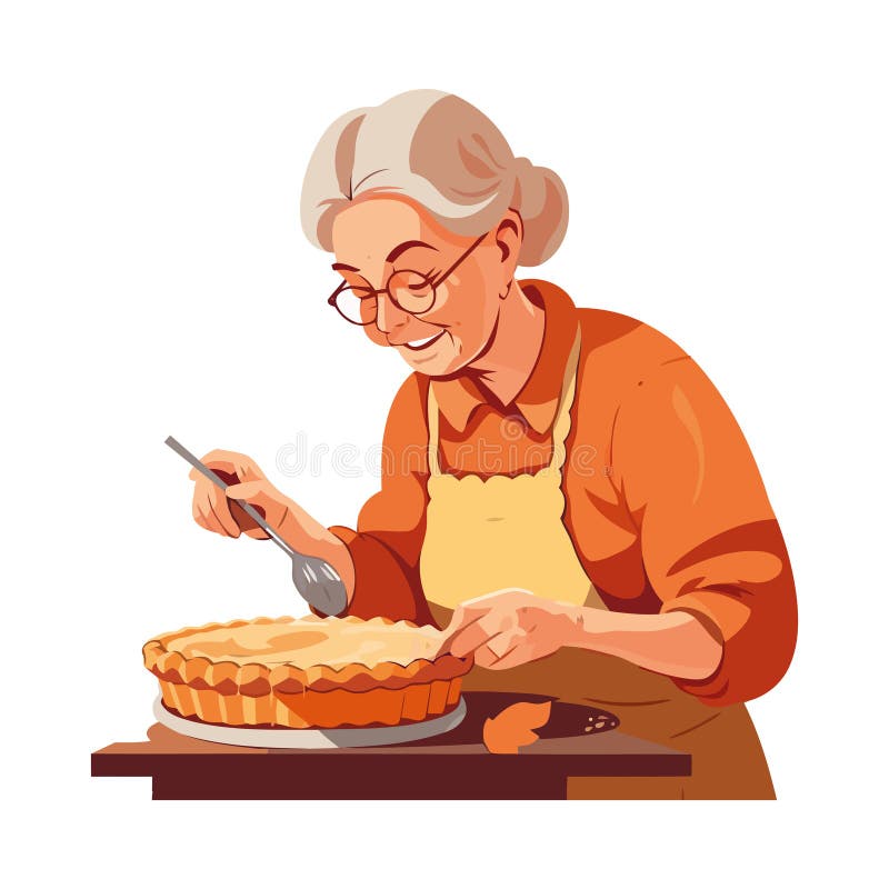 Smiling Chef Baking Sweet Pie in Kitchen Stock Vector - Illustration of ...