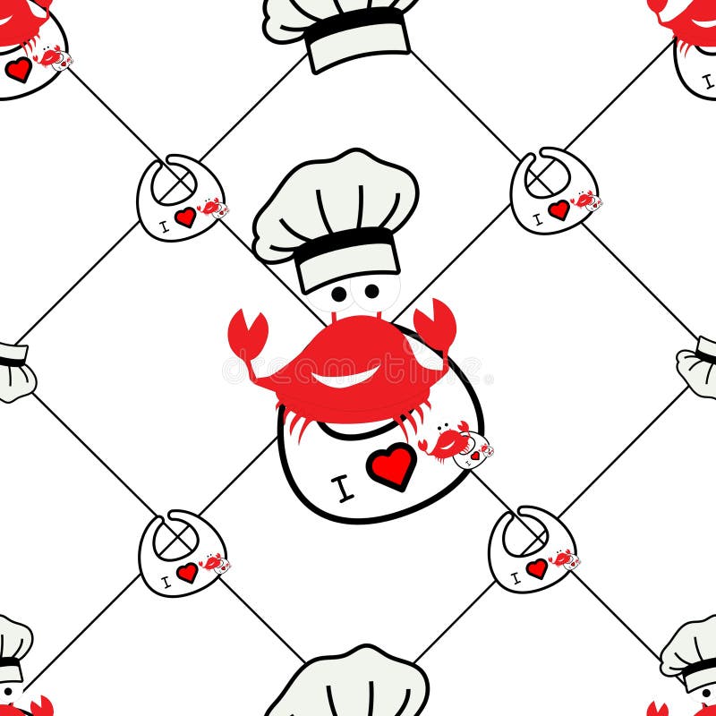 Smiling Chef Crab Repeating Pattern Stock Illustration - Illustration ...