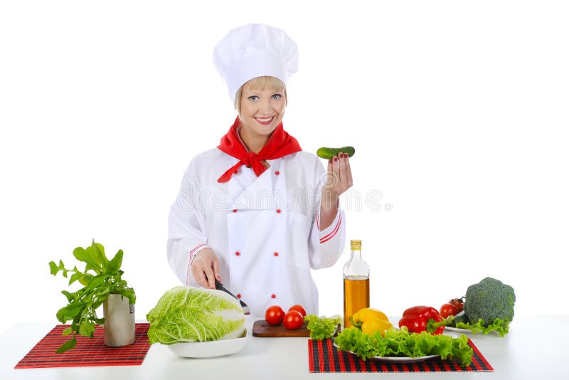 Chef presenting her dish stock photo. Image of isolated - 21513640