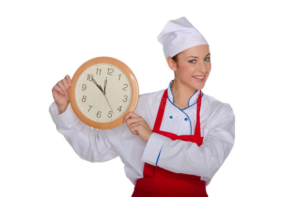 Smiling Chef Demonstrates Clock Stock Image - Image of smilling ...