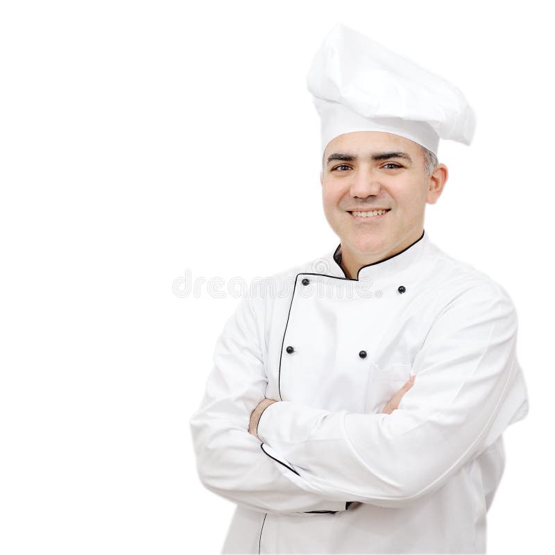 Smiling Chef Isolated on White Background Stock Image - Image of ...