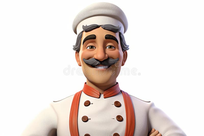 Smiling Chef with Mustache in White Uniform Generated Using AI. Stock ...