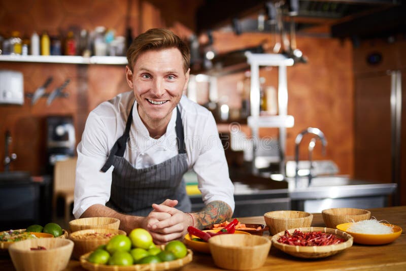 Smiling Chef stock image. Image of delicious, making - 141662721