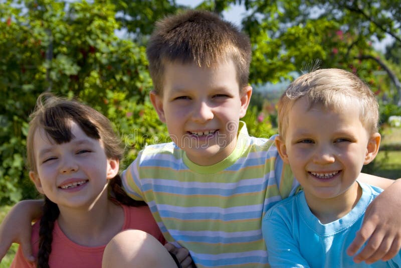 Smiling children stock image. Image of meadow, hearted - 1132865