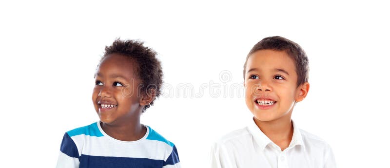 Two Smiling Children with Different Races Stock Image - Image of afro ...