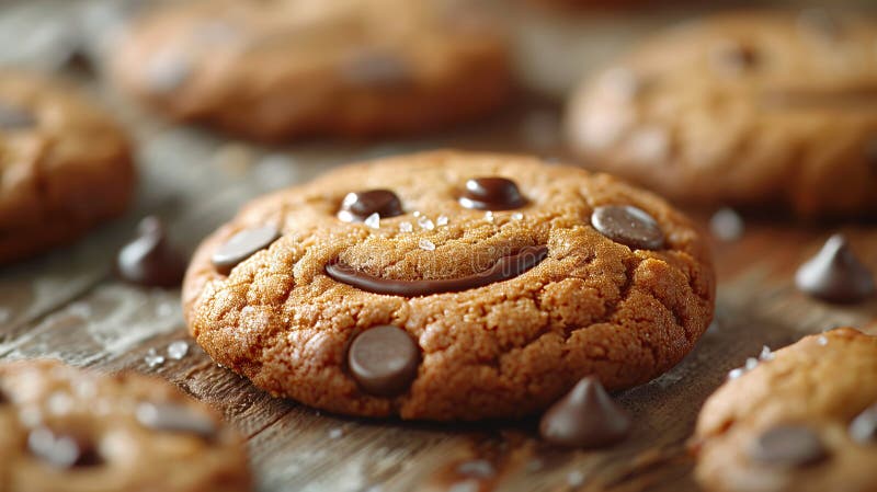 Smiling Chocolate Chip Cookie Character on Pink Background. 3d Cartoon ...