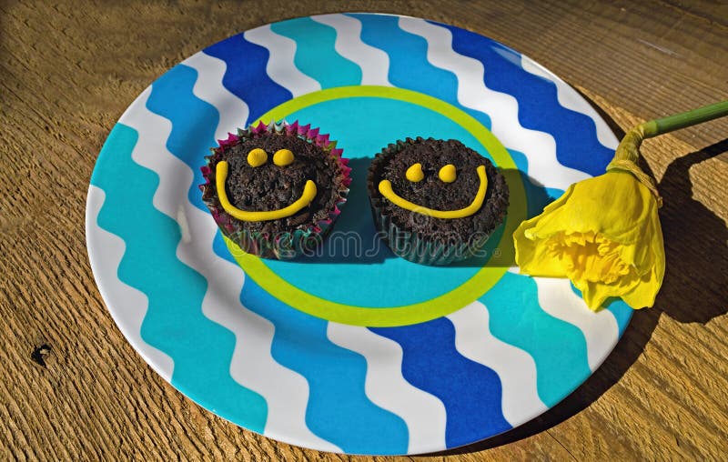 Smiling Chocolate Cupcakes stock photo. Image of smiles - 38358272