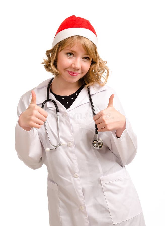Smiling Christmas doctor stock image. Image of disease - 27950327
