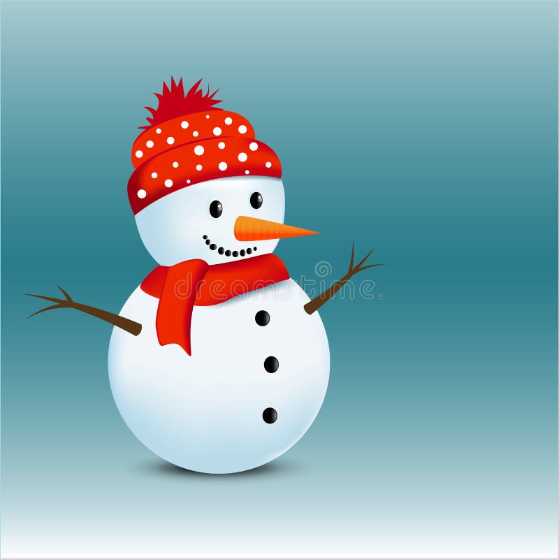 Smiling Christmas Snowman with Cap Stock Vector - Illustration of xmas ...