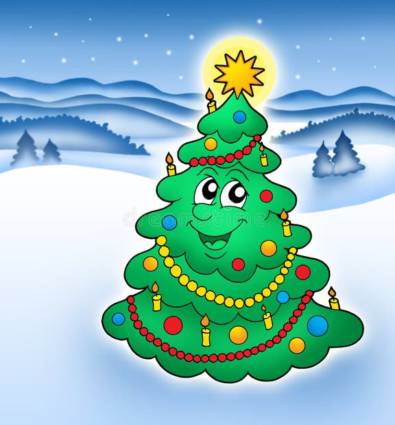 Smiling Christmas tree 2 stock illustration. Illustration of mountain ...
