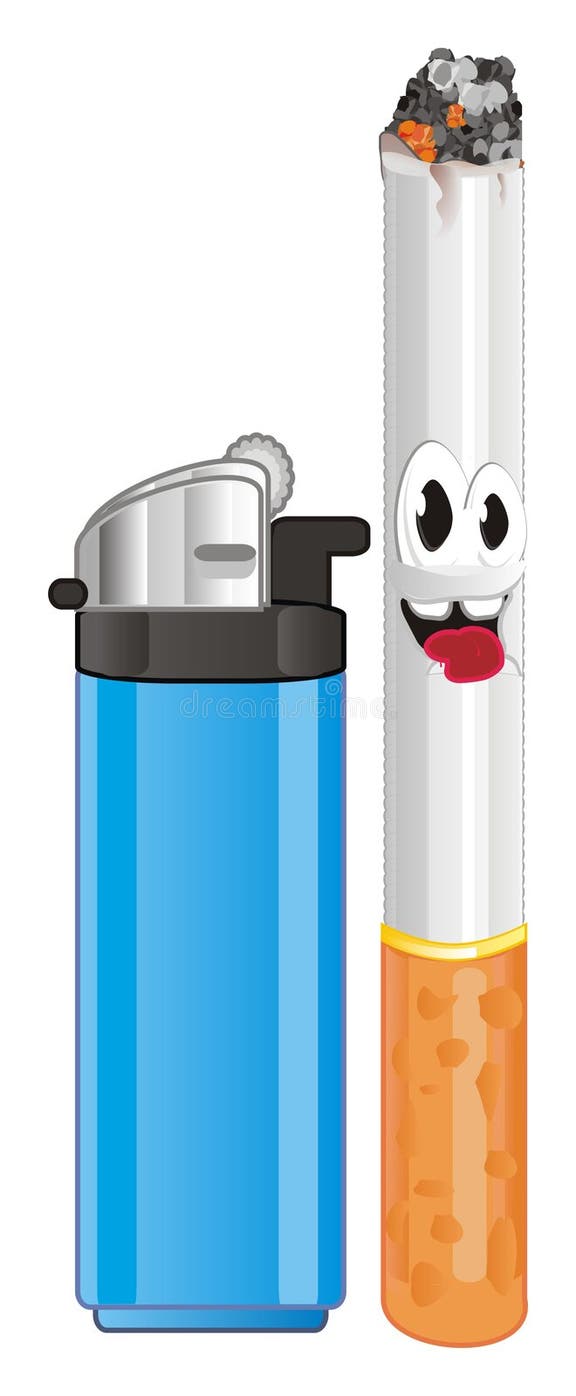 Happy Cigarette with Lighter Stock Illustration - Illustration of ...
