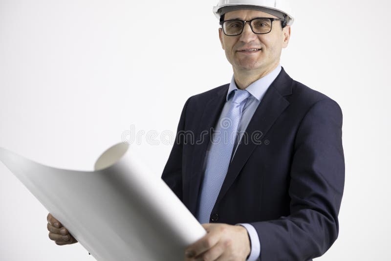 Smiling Civil Engineer Looking Away Stock Image - Image of manager ...