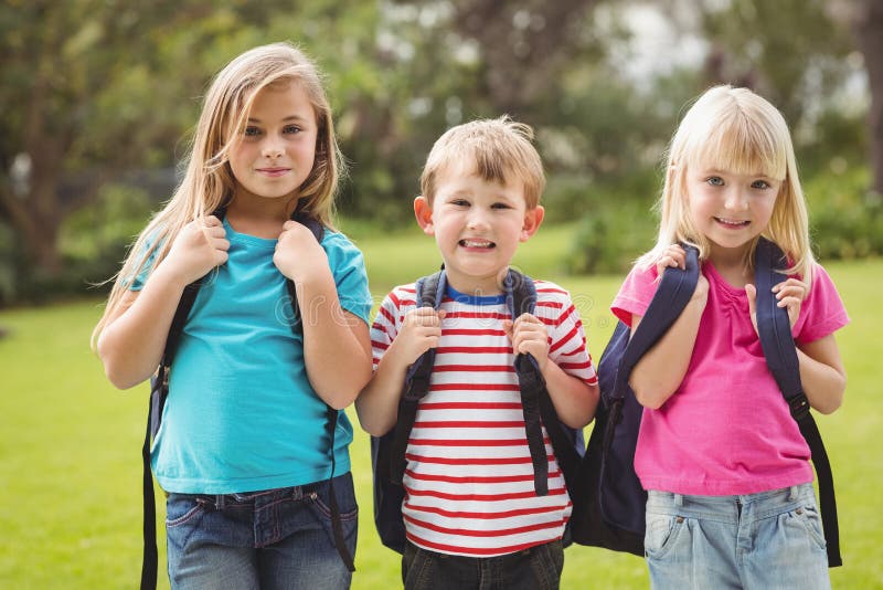 Smiling Classmates with Schoolbags Stock Photo - Image of pupil ...