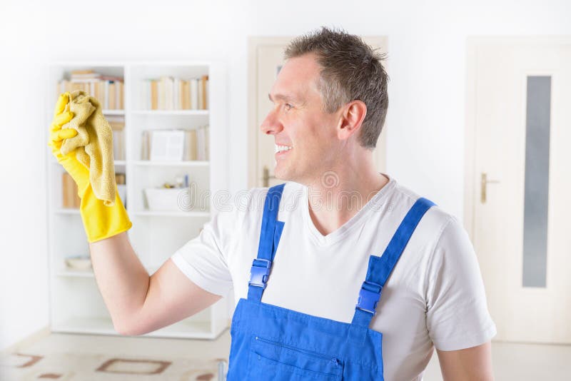 Smiling Cleaner at the Office Stock Image - Image of cleaning, indoor ...