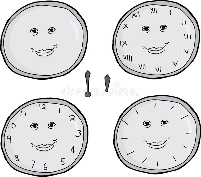 Smiling Clock Faces Set stock illustration. Illustration of smiling ...