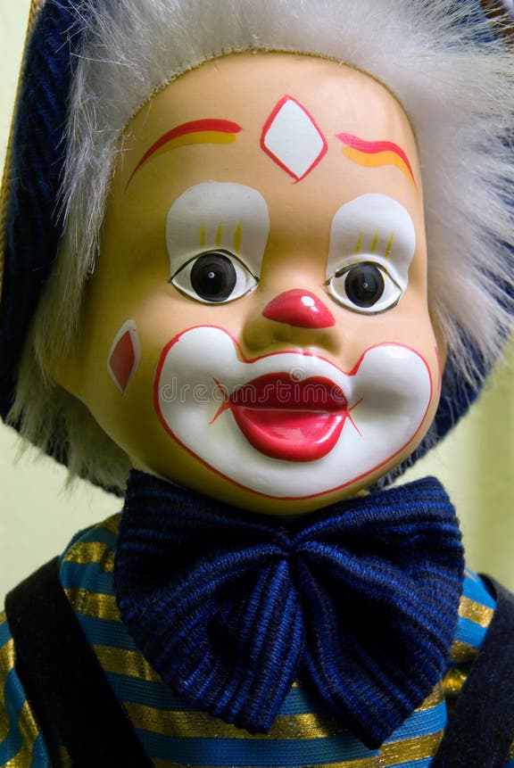 Smiling Clown Puppet with Big Bow Tie Stock Photo - Image of buffon ...