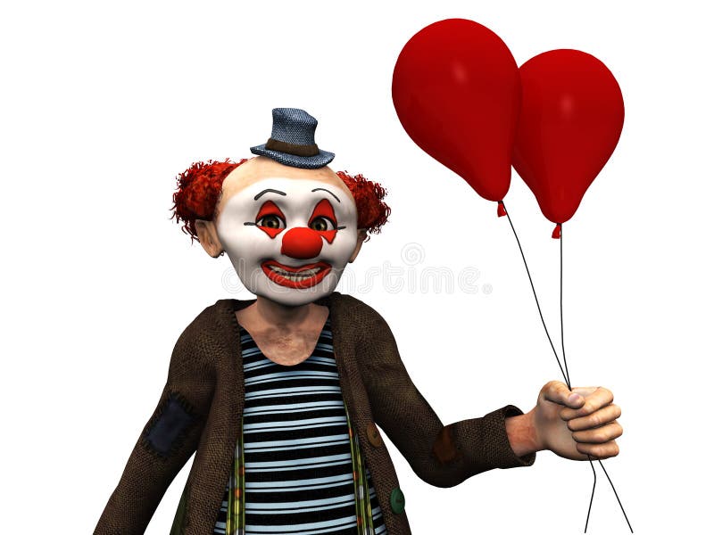 Smiling Clown with Red Balloons. Stock Illustration - Illustration of ...