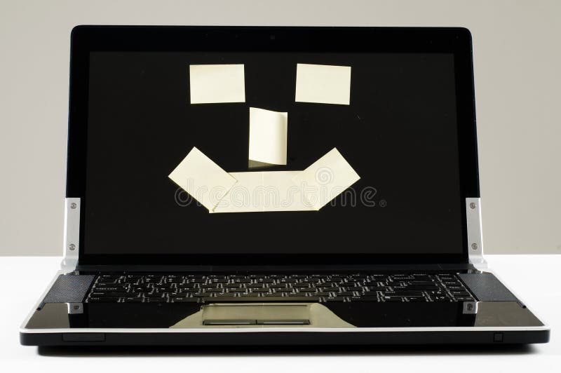 Smiling computer stock photo. Image of notes, desktop - 12945124