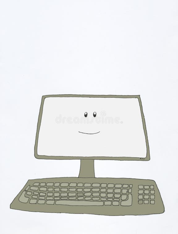 Smiling computer stock illustration. Illustration of desktop - 3488590