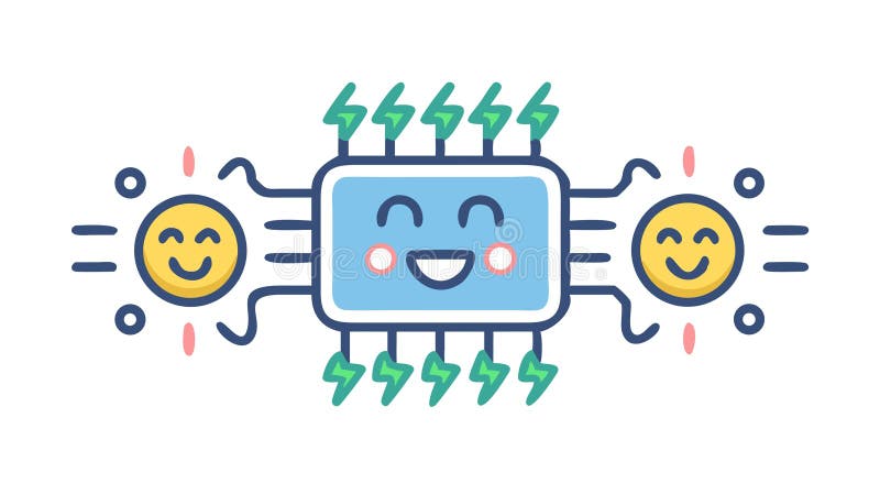 Smiling Computer Chip with Circuitry, Happy Technology and AI, Vector ...