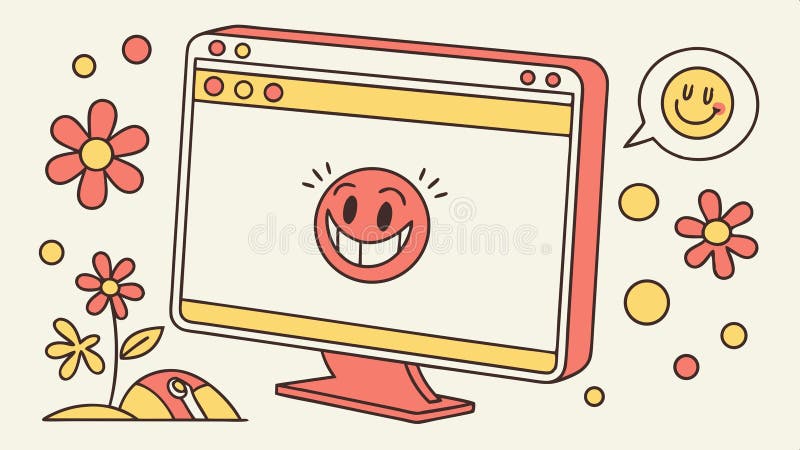 Smiling Computer Screen with Gears, Symbolizing Technology and Learning ...