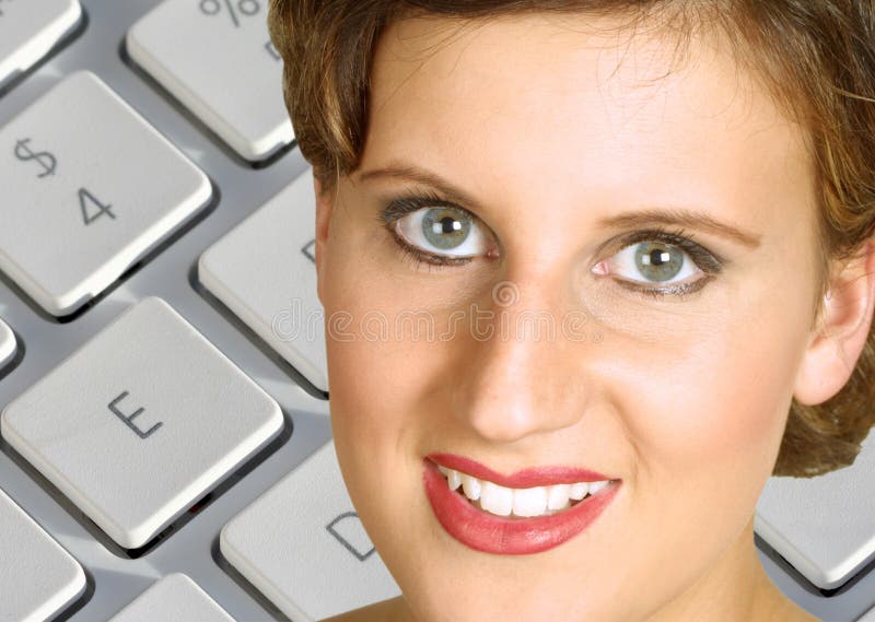 Smiling computer woman stock image. Image of colour, color - 1948927