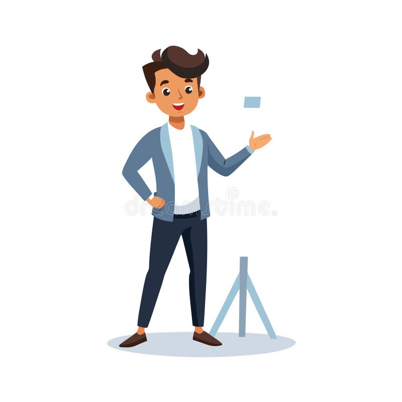 Presentation Man: Animated Character Holding a Small Object with Stand ...