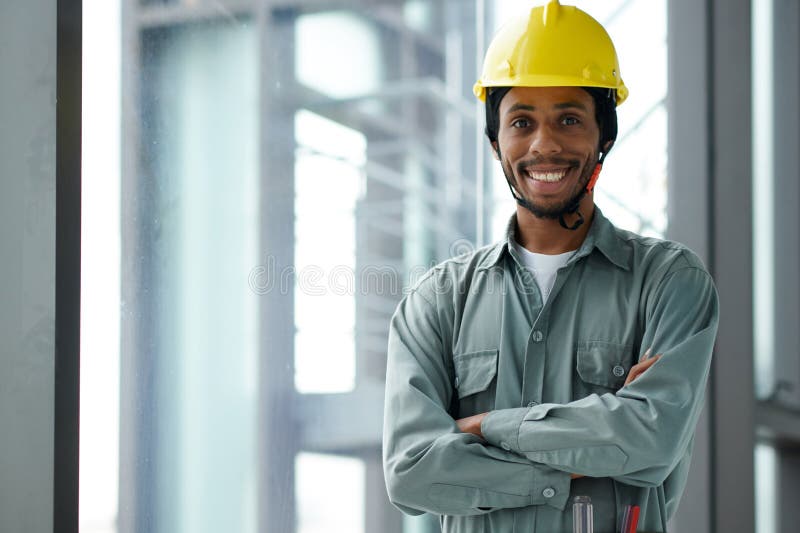Smiling Confident Construction Worker Stock Photo - Image of positive ...
