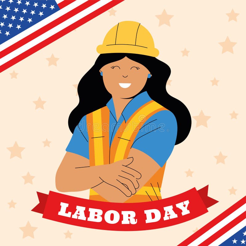 Smiling Construction Worker Celebrating Labor Day Vector Stock Vector ...