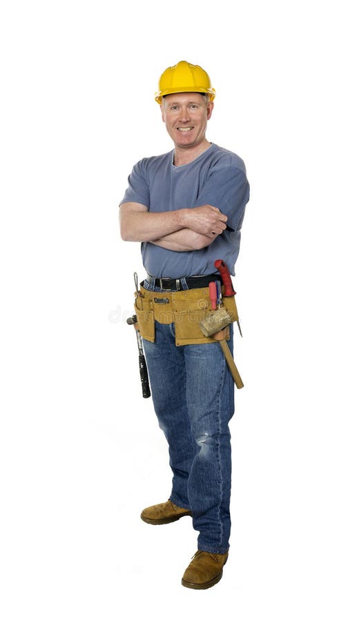 Full Length Construction Worker Stock Image - Image of document, notes ...