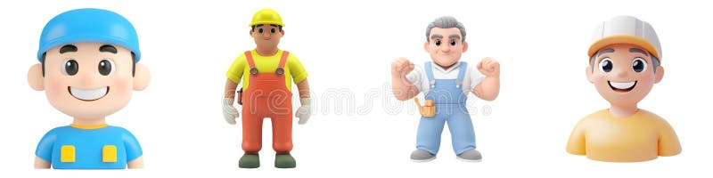 Smiling Construction Workers Fun Team Characters Stock Illustration ...