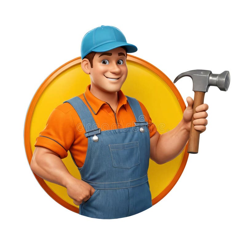 Smiling Contractor Builder Worker Man Holding a Hammer Stock Photo ...