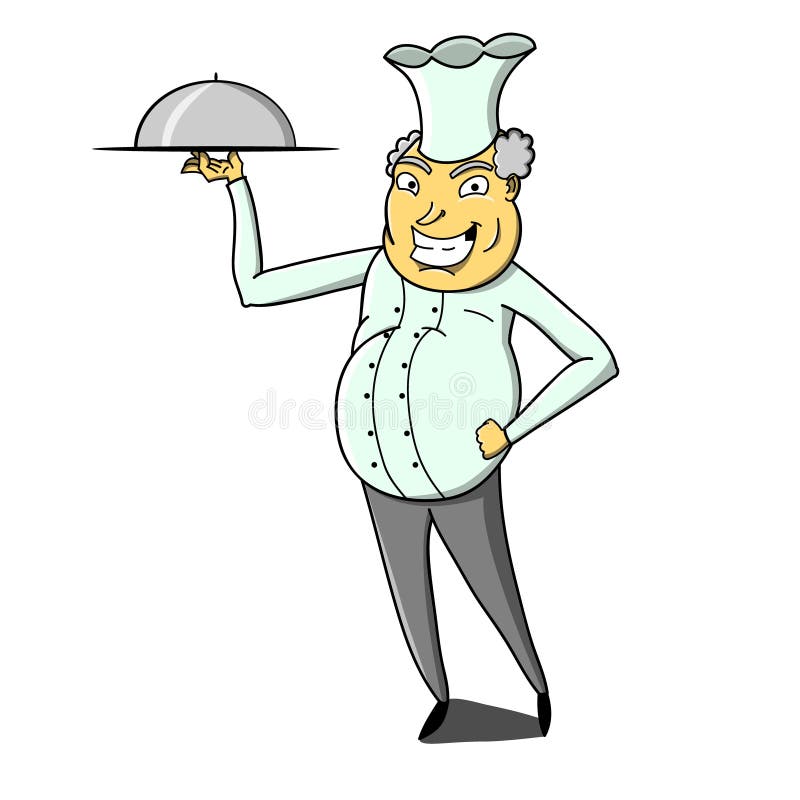 Smiling Cook with a Cap Holding a Plate Stock Vector - Illustration of ...