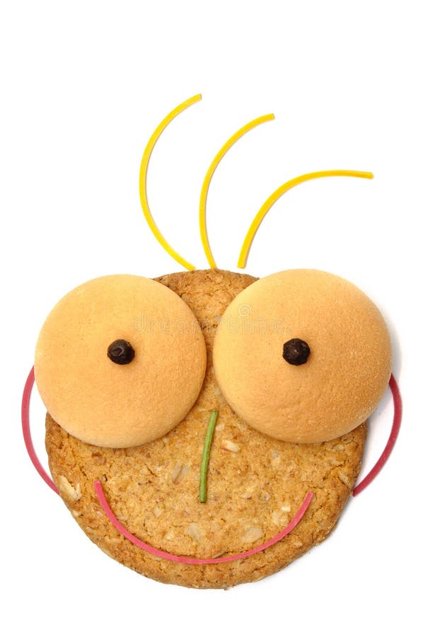 Smiling Cookie Face with Hair Stock Photo - Image of cutout, cookies ...