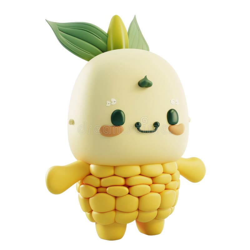 Adorable Cartoon Corn Character, 3D Render of Sweet Corn with Happy ...