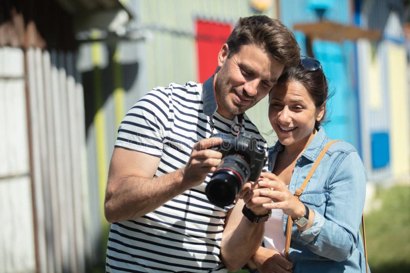 Smiling Couple Looking at Camera Photos Stock Image - Image of camera ...