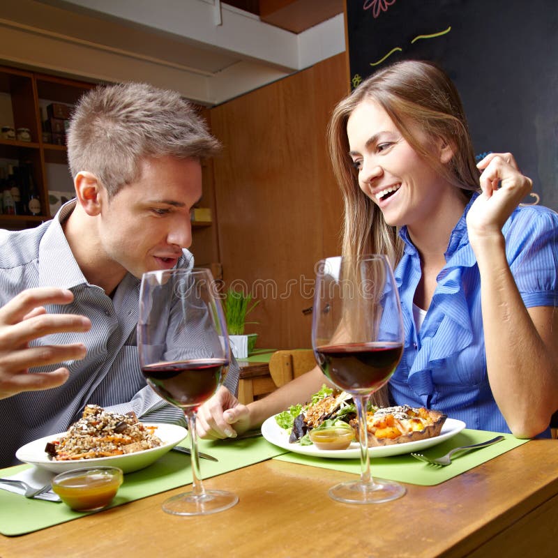 Smiling Couple in Restaurant Stock Image - Image of relationship ...