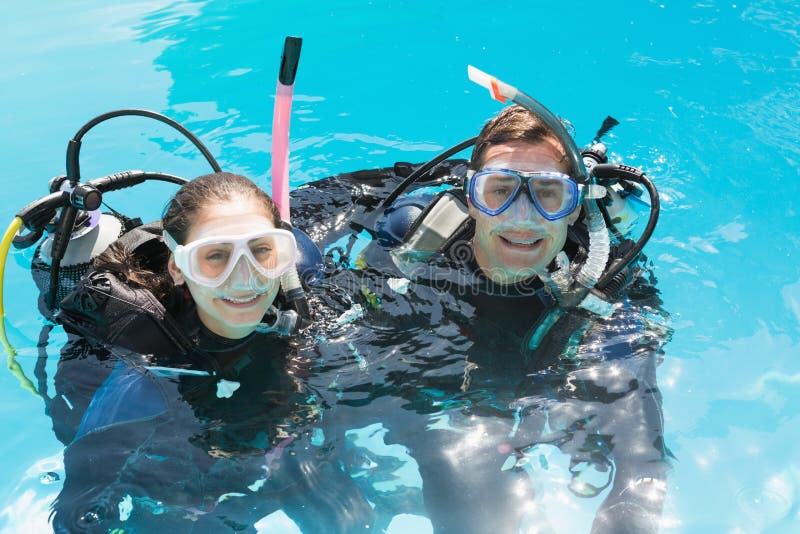 Woman on Scuba Training Submerged in Swimming Pool Stock Photo - Image ...