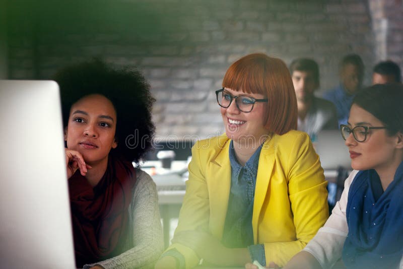 Smiling Creative Women Designer Having a Meeting Stock Photo - Image of ...