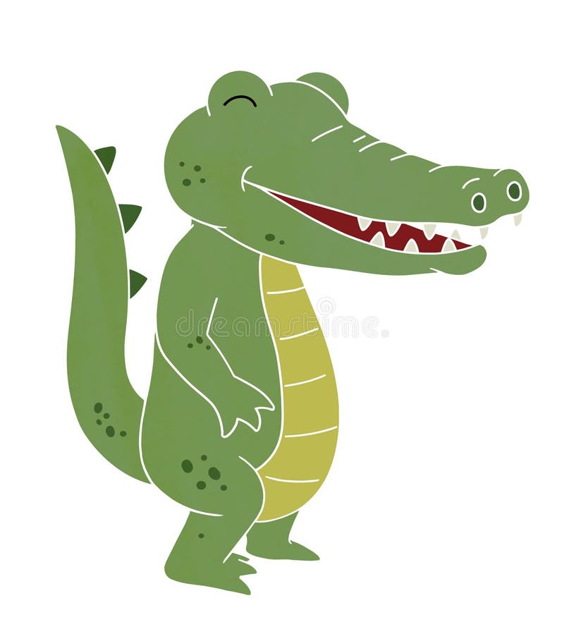 Crocodile Smiling Standing Upright, Cartoon Character And His Everyday ...