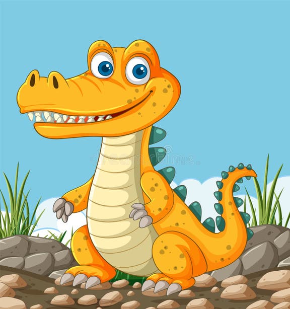 Crocodile Standing on Rocky Ground Stock Vector - Illustration of ...