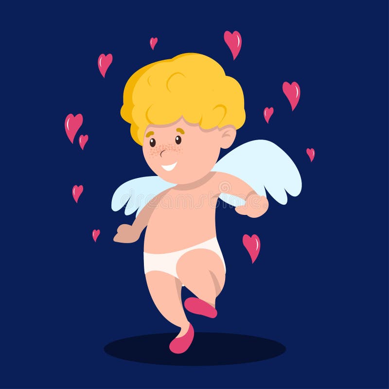 Smiling cupid on cloud stock vector. Illustration of cartoon - 7655042